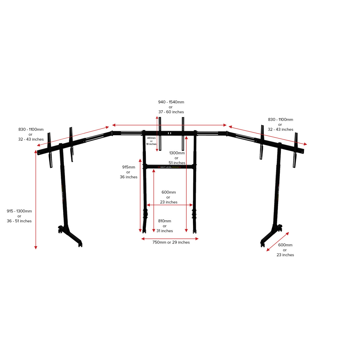 Free Standing Triple Monitor Stand Next Level Racing